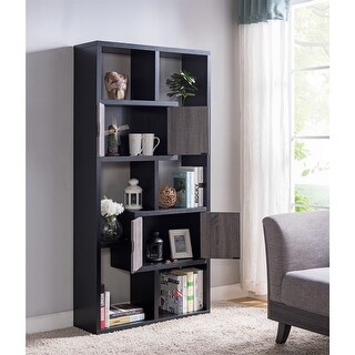 Black & Distressed Grey Display Cabinet with Six Shelves - Bed Bath ...