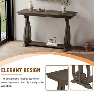 Rectangular 48-Inch Entryway Console Table with Open Shelf, Walnut ...