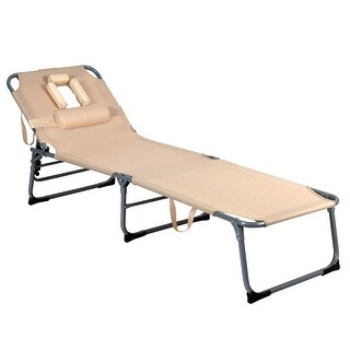 Tanning Chair, Beach Lounge Chair with Face Hole, 5 Level Adjustable ...