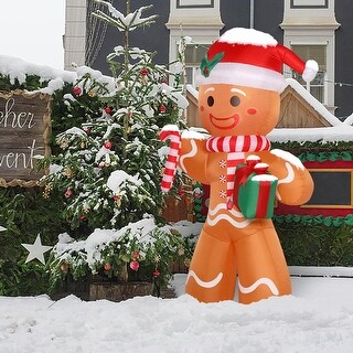 8ft Inflatable Outdoor Gingerbread Man Christmas Decor - Bed Bath ...