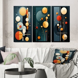Designart "Retro Circular Minimalism In Vintage II" Modern Geometric ...