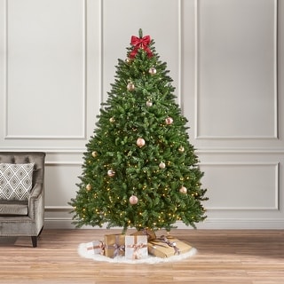7.5-foot Norway Spruce Pre-Lit Clear LED Hinged Artificial Christmas ...