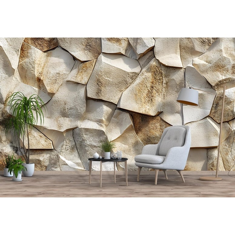 3D Sandstone Rock Wall Mural Textured Stone Look Wallpaper - Overstock ...