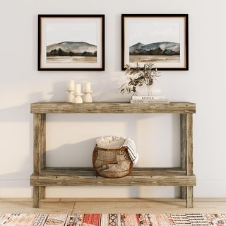 Large Rustic Luxe Wooden Living Room Sofa Table, Dark Walnut - Bed Bath ...