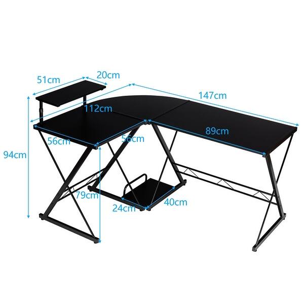 L-Shaped Desk Reversible Corner Computer Desk with Movable Shelf and ...