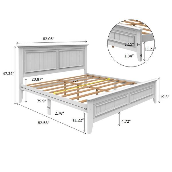 Modern Country Inspired Solid Wood Bed, King Size Bed Frame, Timeless ...