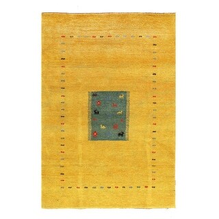 Canvello Hand Knotted Gabbeh Gold Area Rugs - 6' X 9' - Gold - Green ...
