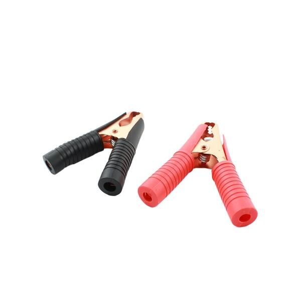 2 x Red Black Plastic Handle Insulated Alligator Clips Clamp 100A - Red ...