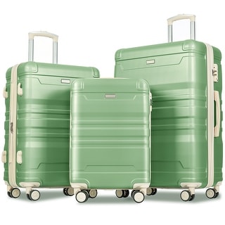 Green ABS Hardshell Trunks Luggage 3 Piece Set Suitcase Spinner ...