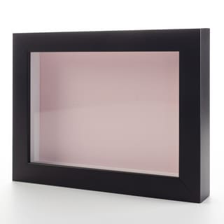 Black 8x10 Wood Shadow Box with Pink Acid-Free Backing - With 11/16 ...