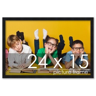 24x15 Contemporary Black Complete Wood Picture Frame with UV Acrylic ...