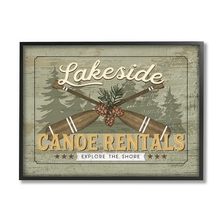 Stupell Lakeside Canoe Rentals Vintage Rustic Framed Giclee Art by ...