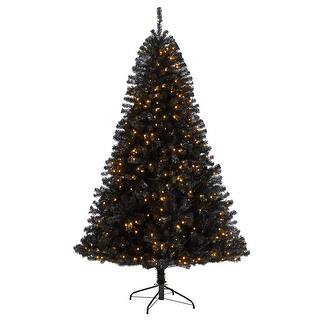 7' Black Artificial Christmas Tree with 500 Clear LED Lights and 1428 ...