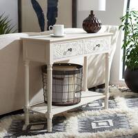 White Wood Intricately Carved Slim Scroll Console Table with Turned ...
