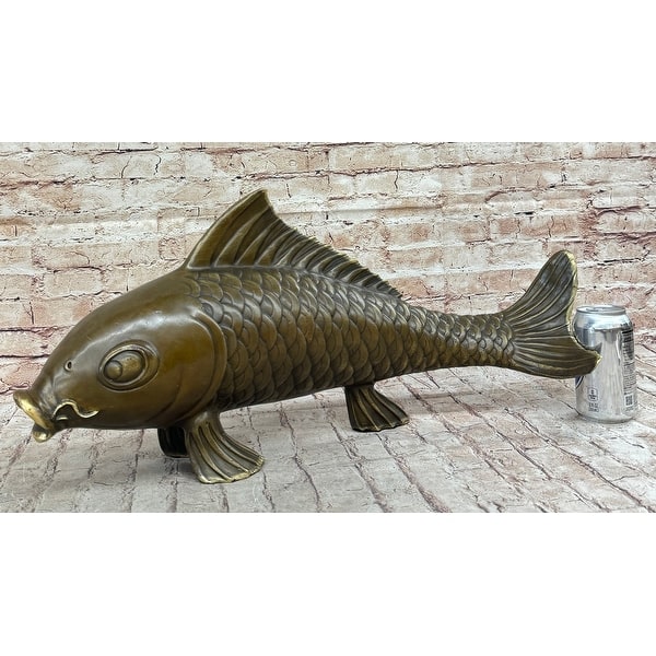 Hot Cast Bronze Metal Koi Fish Sculpture Figure Signed Original Art ...