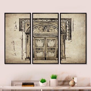 Designart "Antique Door Old Style Sketch I" Traditional Framed Art ...