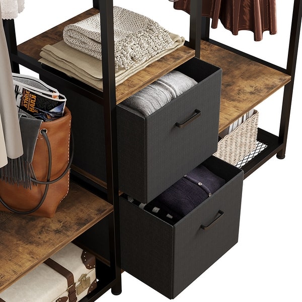 Free-Standing Closet Organizer with Storage Rack and Non-woven Drawers ...