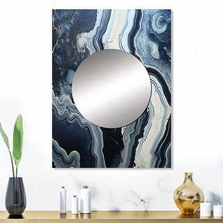Designart "Blue Stone Geode Minimalism I" Spiritual Stone Mirror Black ...