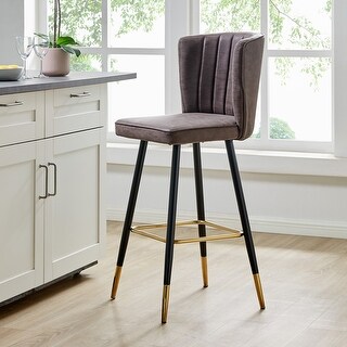 LUXMOD Italian Faux Suede Bar Stool Set: Stylish Gray, Premium Comfort ...