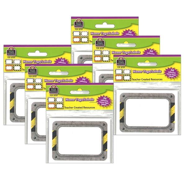 (6 Pk) Under Construction Name Tags Labels Multi-Pack - Bed Bath ...