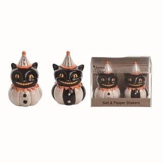 Transpac Ceramic Multicolor Halloween Black Cat Salt and Pepper Shakers ...