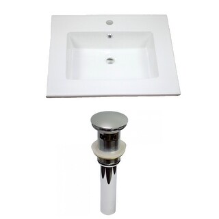 25-in. W 1 Hole Ceramic Top Set In White Color - Overflow Drain Incl ...