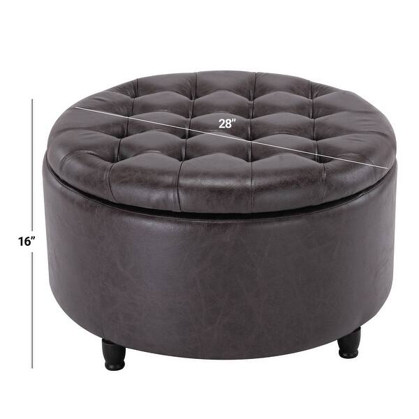 Kotter Home Round Tufted Storage Ottoman - Bed Bath & Beyond - 31319336