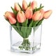 White Artificial Tulip Flowers with Vase, 12 Heads PU Mini Real Touch ...