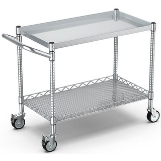 2 Tier Utility Cart with Wheels, NSF Listed 900LBS Commercial Grade ...