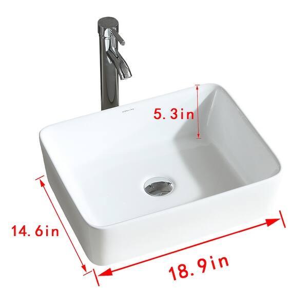 Rectangular ceramic bathroom faucet container sink dresser pop-up drain ...