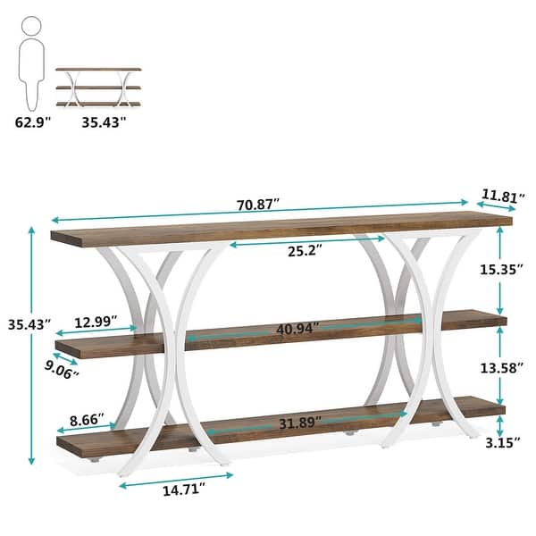 Console Table with Storage Shelf, 70.8 Inch Long Sofa Table Entry Table ...