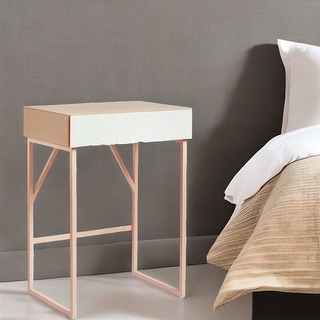 Tempered Glass Dressing Table with Marble Pattern and Metal Frame - N/A ...