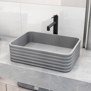 Vigo VGT2105 Cadman 18" Rectangular Concrete Vessel Bathroom Sink with ...