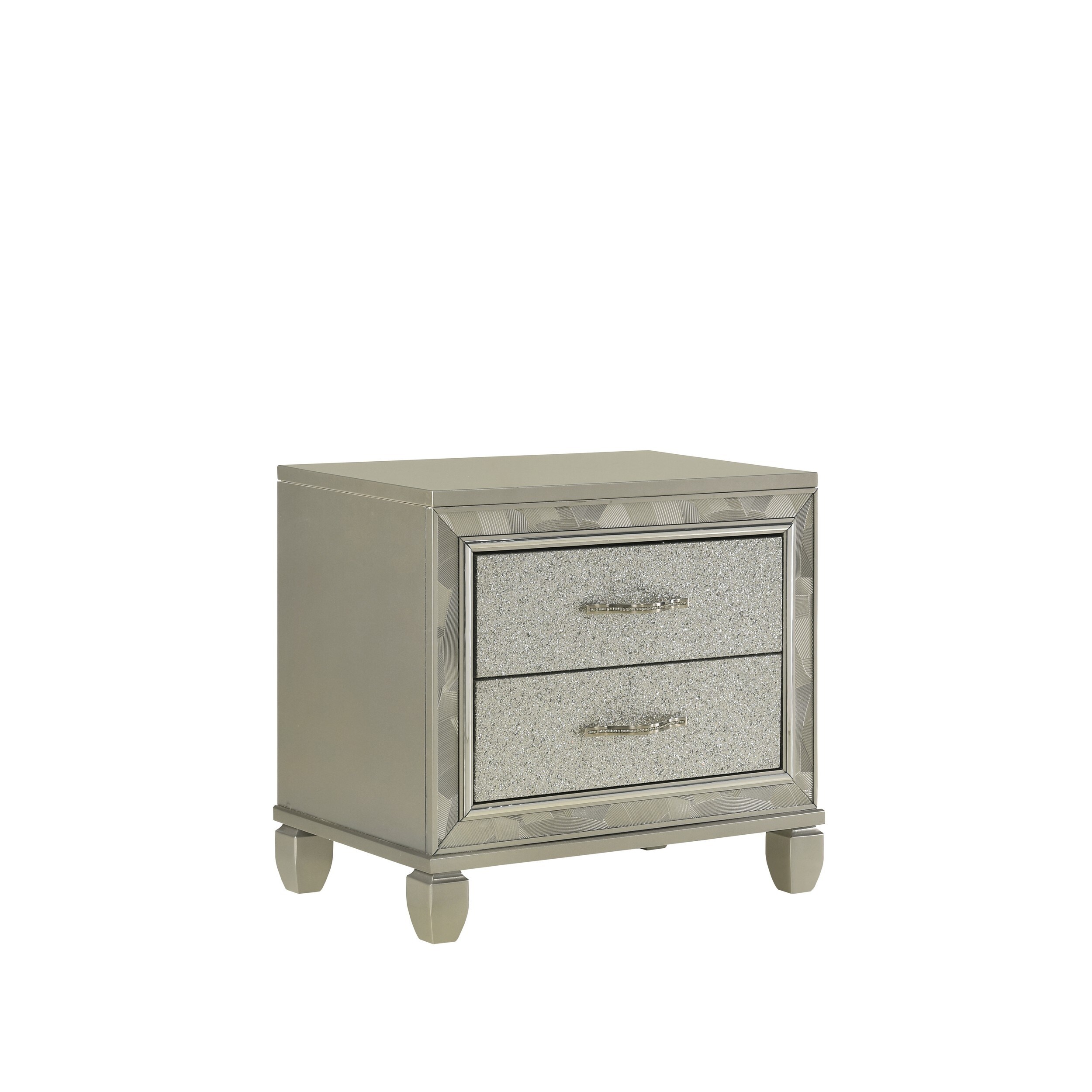 Bet 28 Inch Nightstand 2 Rhinestone Inlaid Drawers Chrome Handles Silver Bed Bath Beyond 39644296