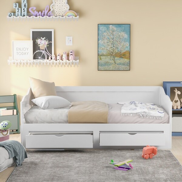 Twin Size Wooden Extendable Daybed With Trundle Bed And Storage Drawers Bed Bath Beyond 42036389