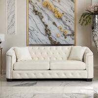 77-Inch 3-Seat Sofa, Upholstered Tufted Backrests Couch with Nailhead ...