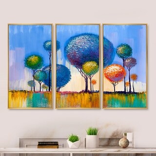 Designart "Colourful Trees Impressionist Landscape I" Modern Framed ...