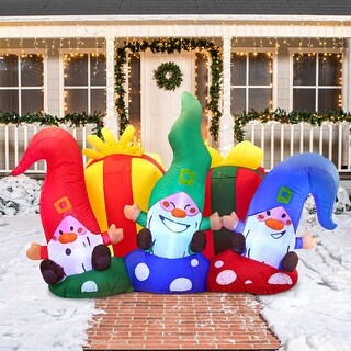 Syncfun 6ft Long Christmas Inflatable Gnomes, Three Happy Gnomes with ...