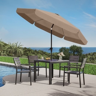 10" Round Tilting Sandy Brown Patio Umbrella with Round Base - Bed Bath ...