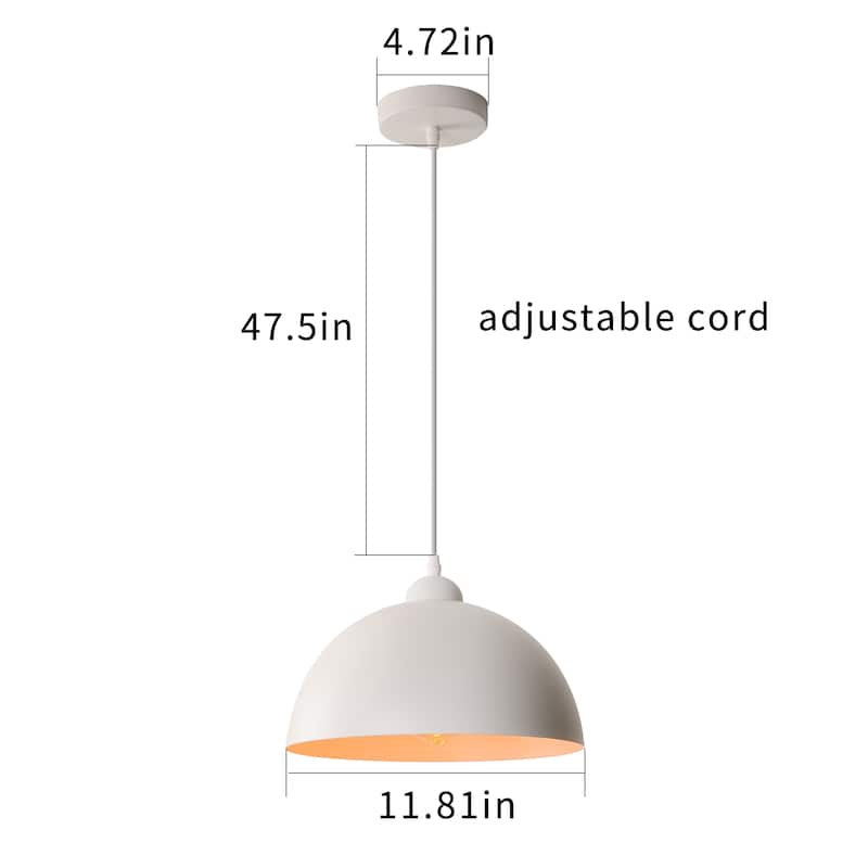 2 Pack 11.8" Industrial Pendant Light With Black Metal Dome Lamp Shade ...