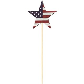 Antiqued Wooden USA Flag Star Pick Rustic Patriotic Decoration for ...