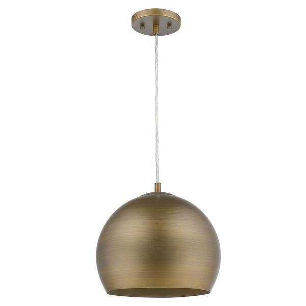 Latitude 1-Light Hand Painted Antique Gold Pendant With Gold Interior ...