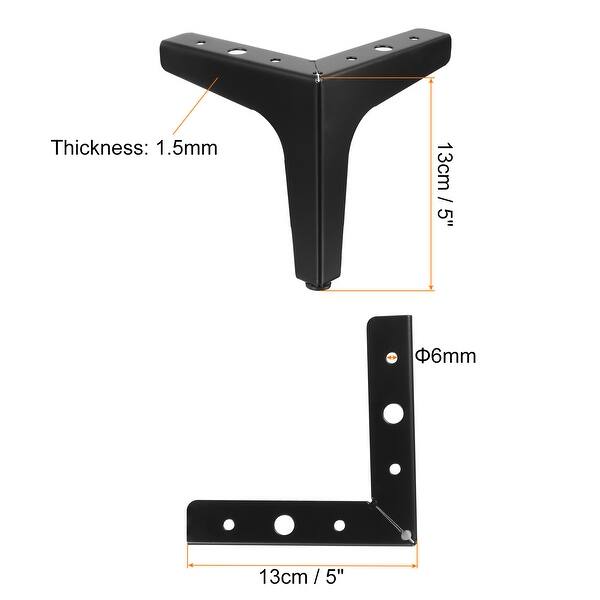 Metal Furniture Legs 5 Inch Furniture Feet Triangle Sofa Legs Black ...