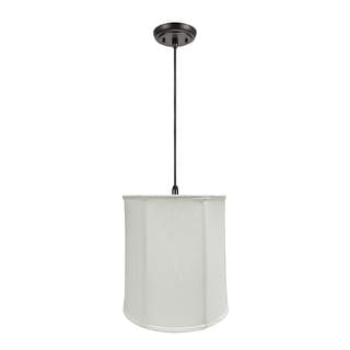 Aspen Creative 1-Light Fabric Lamp Shade Hanging Pendant, Off White - OIL RUBBED BRONZE - OIL ...