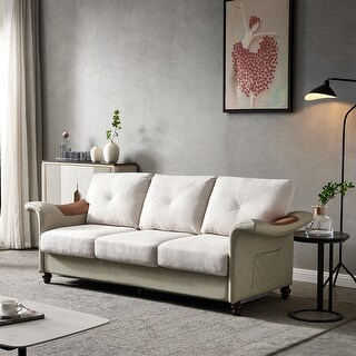 Linen Fabric Sofa Modern 3 Seat Couch for Livingroom with Storage Sofa ...