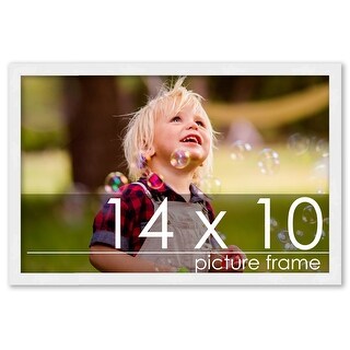 14x10 Contemporary White Complete Wood Picture Frame with UV Acrylic ...