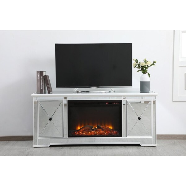 Maine Mirrored TV Stand with Wood Fireplace Bed Bath Beyond 32359771