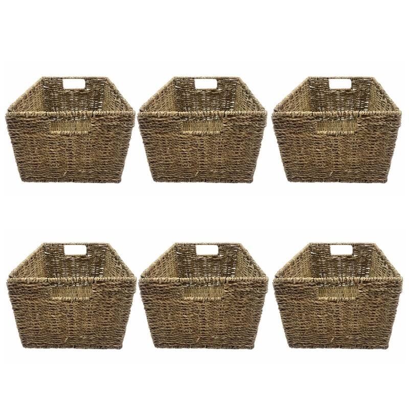 Woven Grass Knock-down Rectangular Storage Baskets (Case of 6 ...