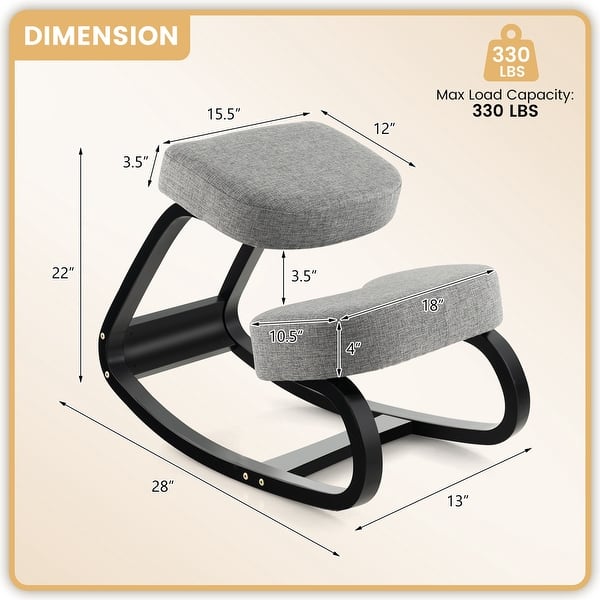 Costway Rocking Kneeling Chair Ergonomic Posture Correcting Back Pain ...