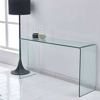 Glass Console Table, Transparent Tempered Glass Console Table with ...